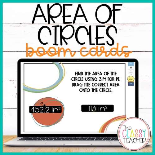Area of Circles Boom Cards by The Classy Teacher | TpT