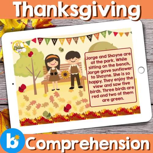 Thanksgiving Story Comprehension Boom Cards by Teacher Kimmy | TpT