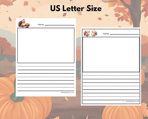 Turkey Writing Paper, Lined Paper Turkey Themed by Printables Granny
