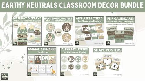 Earthy Neutrals Classroom Decor Bundle by Decorate with Dolly | TPT