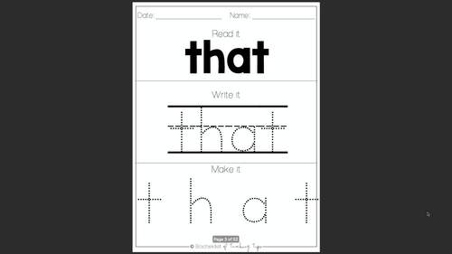 Read it, Write it, Make it Dolch Sight Word Practice (Primer) | TPT