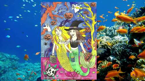 Underwater Halloween Wall Art Crafting, Card Making 3 Sizes + Bookmark