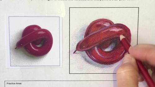 Colored Pencil Drawing Red Paint Blob Middle School Art High School Art ...
