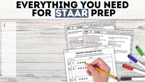 STAAR Figurative Language Task Cards with New Item Types | Test Prep