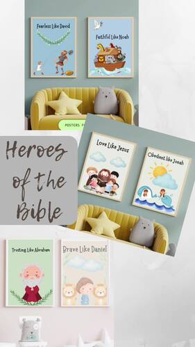 Heroes of the Bible Kids Posters | Christian Classroom Decor | Sunday ...