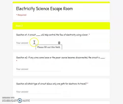 Electricity Review Escape Room (Google Forms) by Science Time with Mrs ...