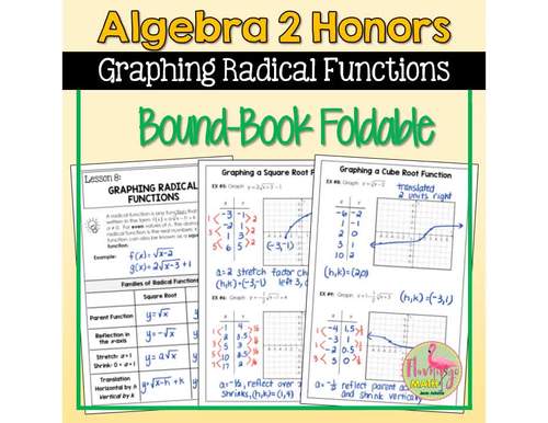 Graphing Radical Functions Foldable by Flamingo Math by Jean Adams
