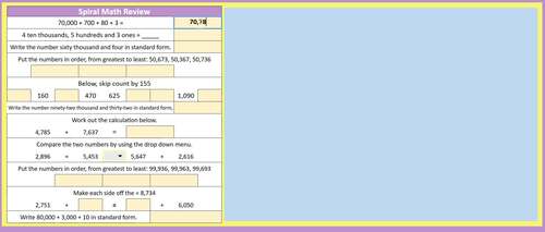 NO PREP - Spiral Math Review for 3rd or 4th grade - Gingerbread House