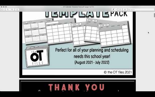 Occupational Therapy CALENDAR Template Pack by the OT files | TpT
