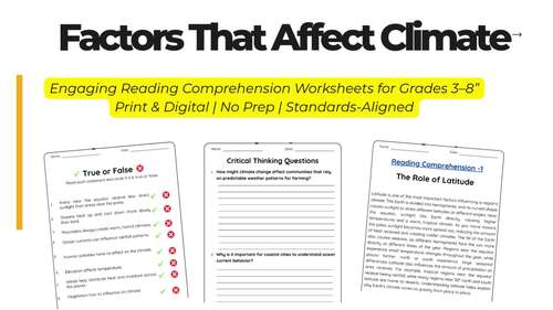 Factors That Affect Climate | Science Reading Comprehension & Activities