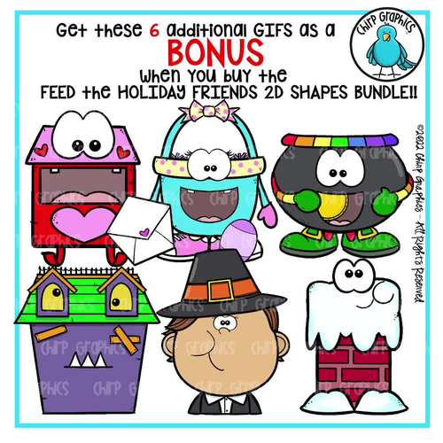 Feed the Friends 2D Holiday Shapes Clip Art Bundle by Chirp Graphics