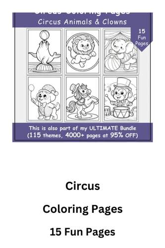 Circus Coloring Pages for Preschool & Kindergarten Learning by InkyJoy