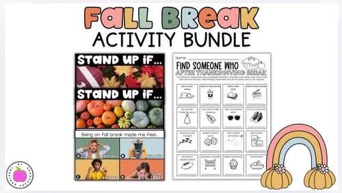 After Fall Break Activity and Game Bundle | Thanksgiving Break | TPT