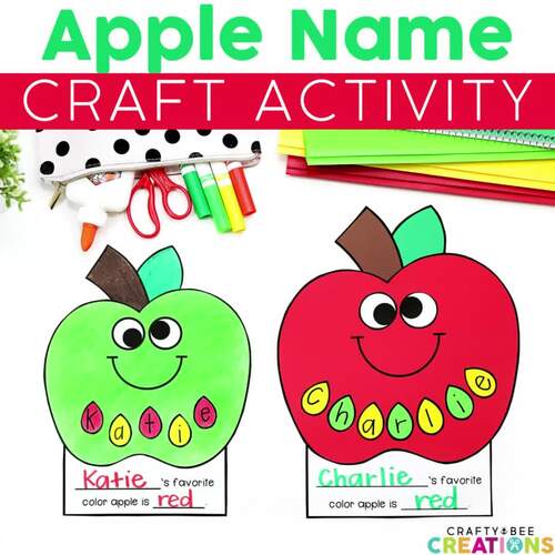 Apple Name Craft Back to School Activities Letter Recognition August ...