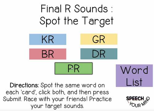 R Blends Articulation Boom™ Cards | Spot the Target R Blend Sounds