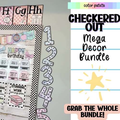 Checkered Out Pastel Classroom Decor Kit Bundle by Kristi DeRoche