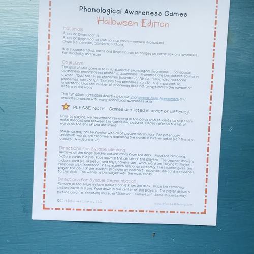 Phonological Awareness Games-Halloween Edition by Informed Literacy