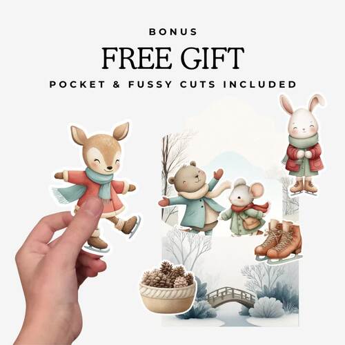 Woodland animals ice skating watercolor clipart by Ikota Design | TPT