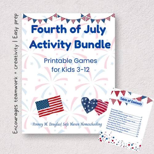 Ultimate 4th of July Activity Bundle by Safe Haven Homeschooling
