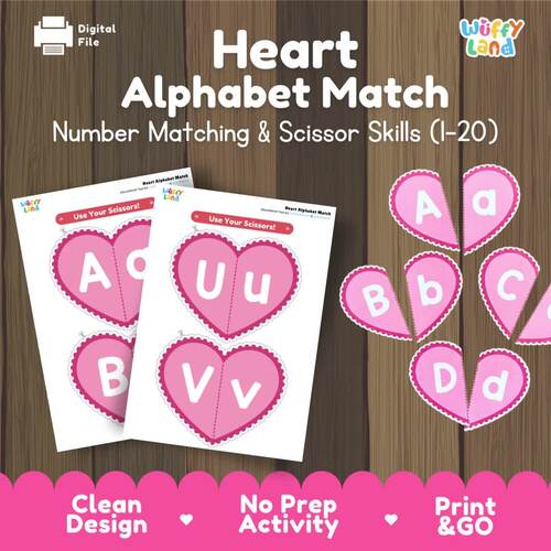 Valentine Alphabet Matching Puzzle Upper Lowercase Letter Fine Motor ...