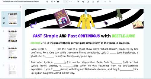 Past Simple and Past Continuous with Beetlejuice by ELE worksheets