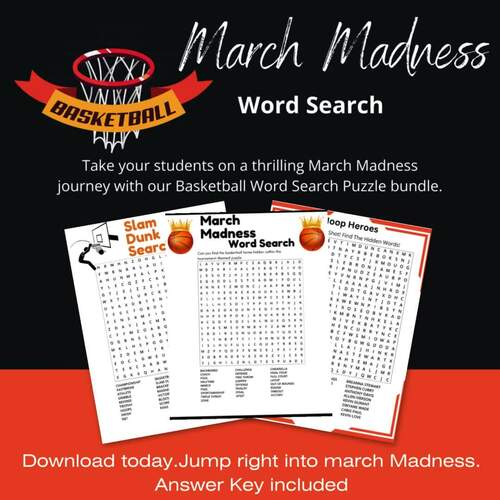 March Madness Word Search 3-pack| On-Sale Now by WordWise Wonderland
