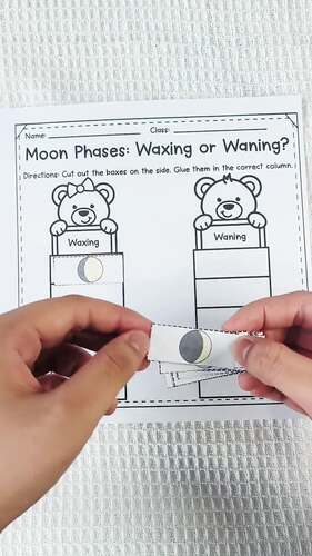 Moon Phases: Waxing or Waning? – Cut and Paste Sorting Activity | TPT