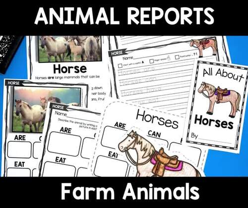 Farm Animals Research Reports Horses Pigs Cows Rooster Expository Real ...