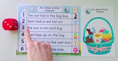 Kindergarten Easter CVC Decodable Sentences Literacy Center – Roll & Read