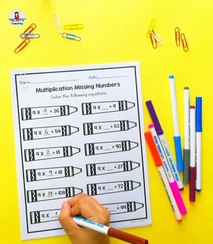 Multiplication Missing Numbers Worksheet by The Joy in Teaching | TpT