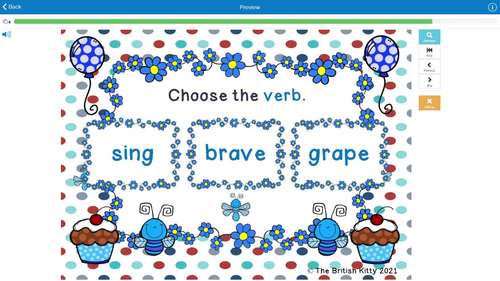 Choose The Noun Verb Adjective Boom Cards™ Blue Flowers by The British ...