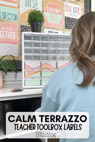 Calm Terrazzo Classroom Decor | Teacher Toolbox Labels - Editable!