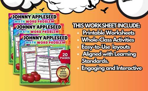 Johnny Appleseed Math Word Worksheet Activities 4th,5th,6th,7th,8th,9th ...
