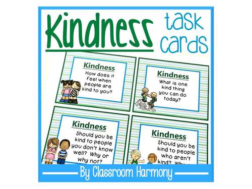 Kindness Task Cards and Social Emotional Learning Question Cards - Be Kind