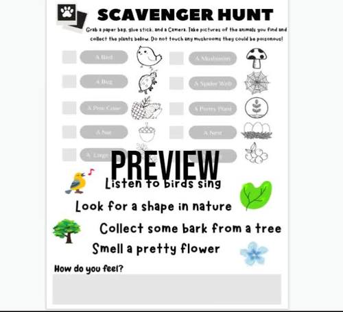 Nature Scavenger Hunt | SEL Social Emotional Learning Activity | Senses ...