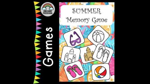 Freebie! Summer Memory Game by Awesome Preschool | TPT