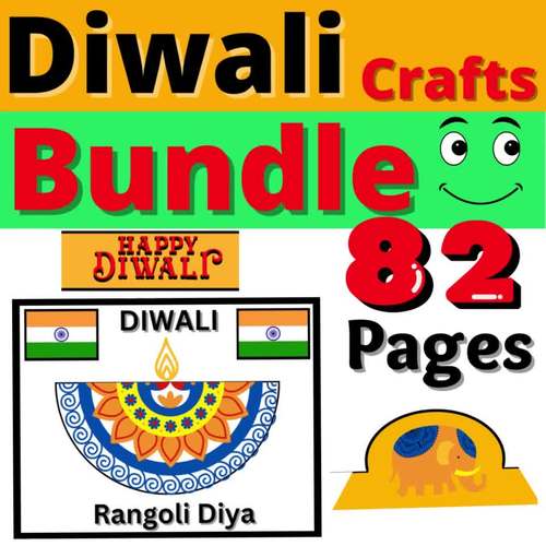 Diwali Craft Bundle Activities Make a Crown Rangoli Diya Coloring