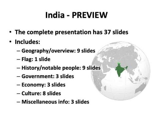 India PowerPoint Geography, History, Government, Economy, Culture, and More