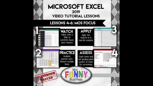 Microsoft Excel 2019 Lessons 4-6 - MOS Focus by Mrs Funny Business