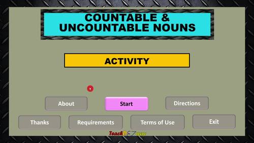 ESL Game Countable and Uncountable Nouns in Sentence by TeachDEZway