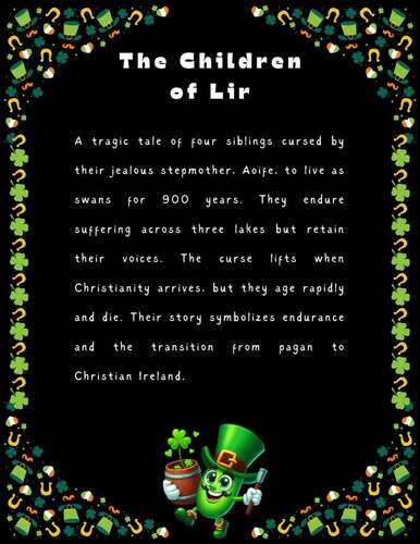 10 Famous Irish Legends and Myths St Patrick's Day 2025 Classroom Posters