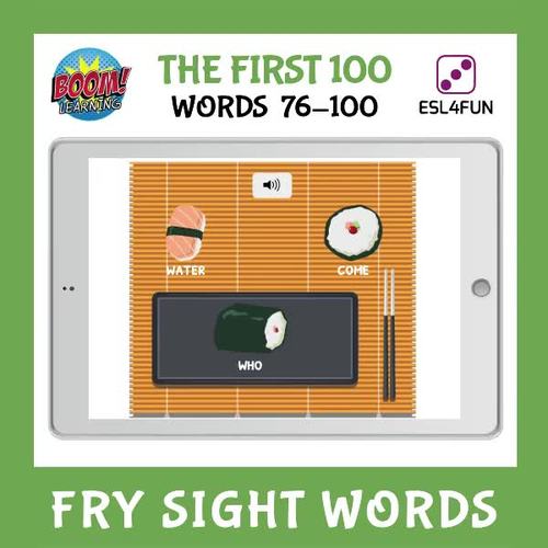 Boom Cards- Fry Sight Words-The First 100 (Words 76-100 ) by ESL4FUN