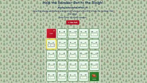 Help the Reindeer Get to the Sleigh! | Missing Subtrahends Digital Math ...