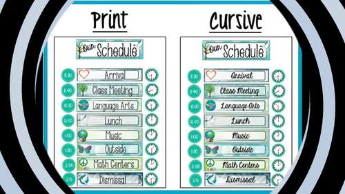 Peace, Love & Learning Themed Daily Schedule Cards, Editable Visual ...