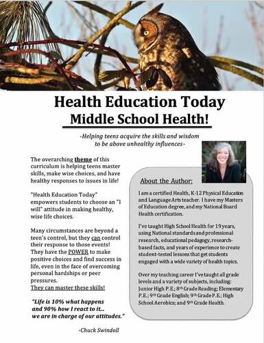 7th Grade Health Lessons LEVEL 2 FULL YEAR Health Education Curriculum