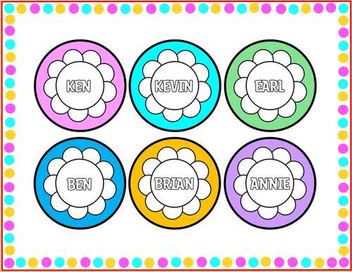 Printable Spring Floral Student Name Tags, Bright Nametags, Round Name ...