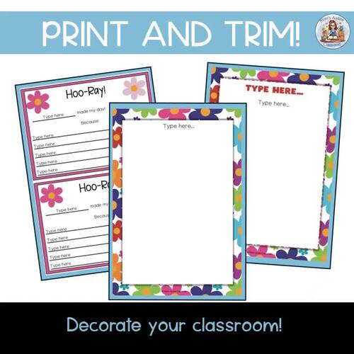 Classroom Décor- Welcome Display and name tags, Bright Daisy Theme