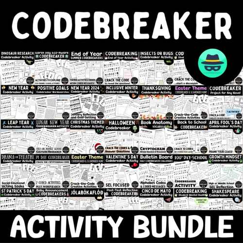 Codebreaker Cryptogram Activity BUNDLE | 37 PRINTABLE Crack the Code Packs