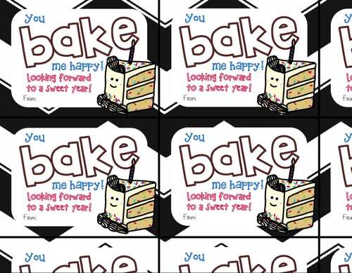 Birthday Cupcakes Beginning of Year Gift Tag-You bake me happy! Looking ...