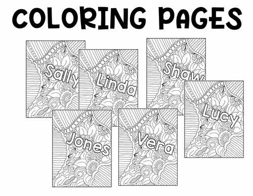 Printable Custom Name Coloring Pages, Floral Coloring Worksheets for Kids
